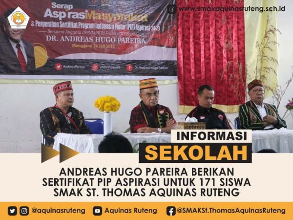 Andreas Hugo Pareira Berikan Sertifikat PIP Aspirasi untuk 171 Siswa ...